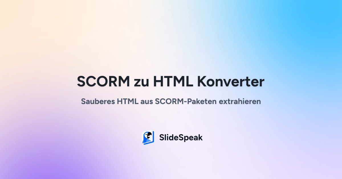 SCORM zu HTML Konverter - Kostenloses Online-Tool - SlideSpeak