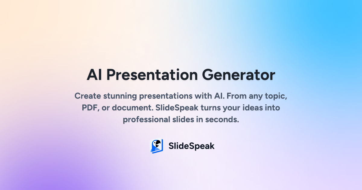 Free AI Presentation Maker - Create Slides in Seconds - SlideSpeak