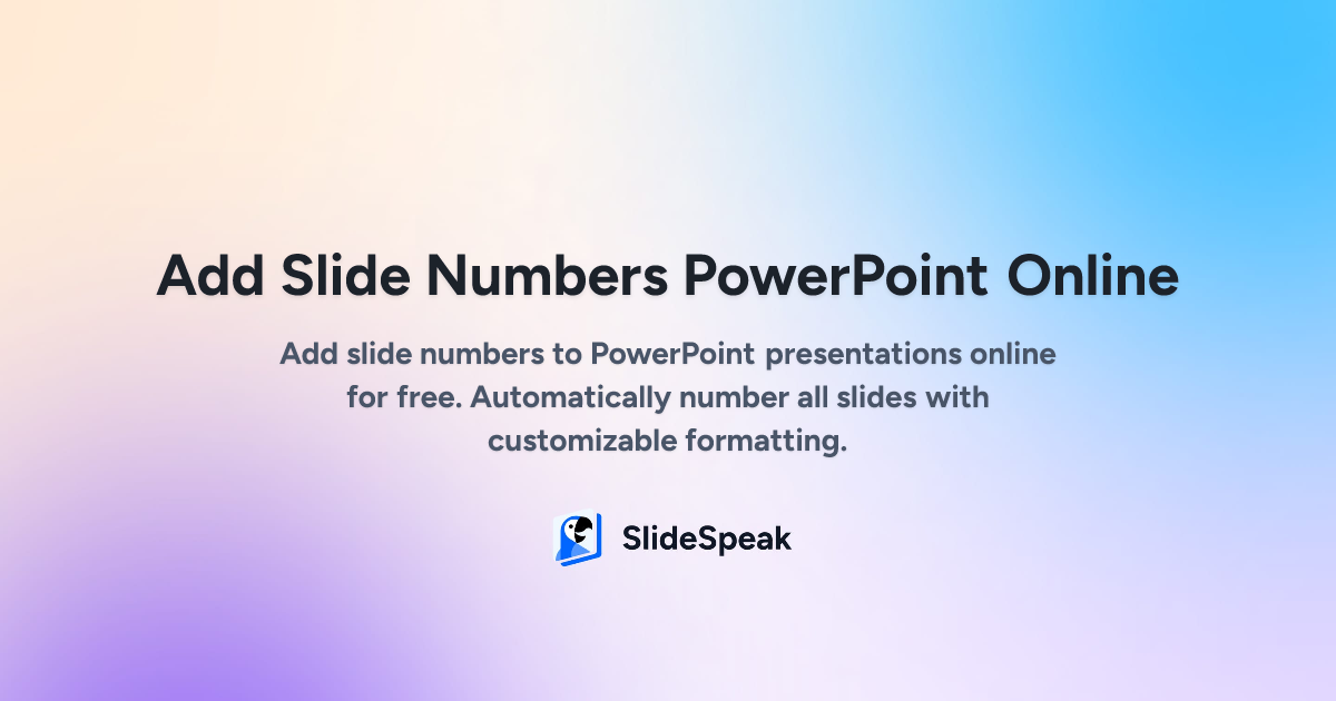 Add Slide Numbers PowerPoint Online - Free Numbering Tool