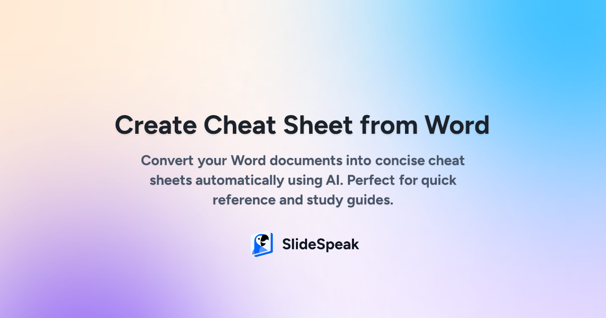 Create Cheat Sheet from Word - Free AI Tool Online | SlideSpeak