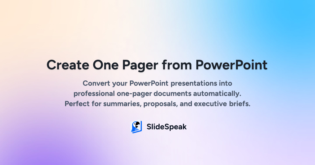 Create One Pager from PowerPoint - Free AI Tool