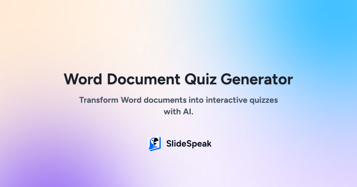 Create Quiz from Word - SlideSpeak
