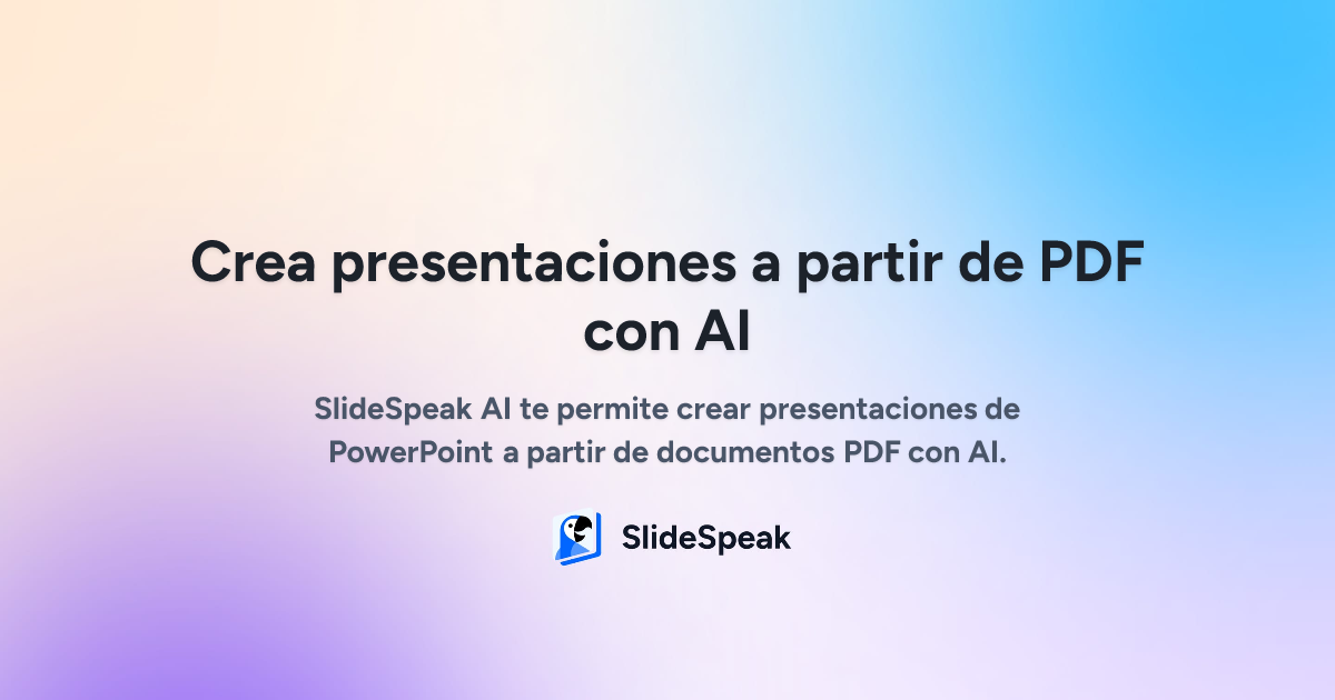 Crea presentaciones con AI a partir de PDF – SlideSpeak AI impulsado por ChatGPT para PowerPoint