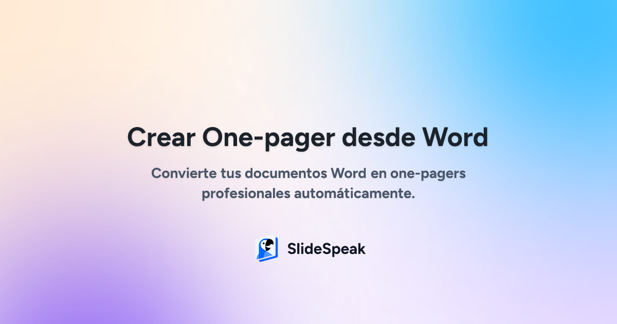 Crear One-pager desde Word - Herramienta de IA Gratuita