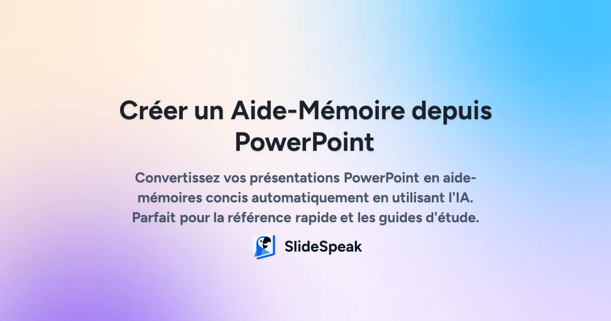 Créer un Aide-Mémoire depuis PowerPoint - Outil IA Gratuit