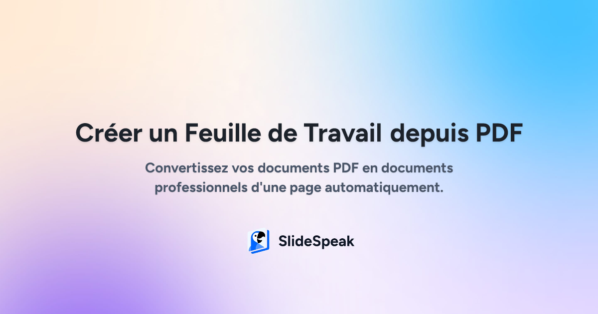 Créer un Feuille de Travail depuis PDF - Outil IA Gratuit