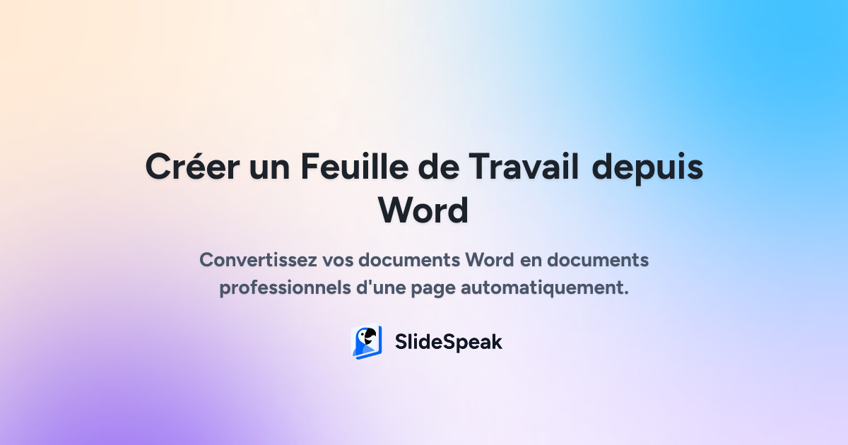 Créer un Feuille de Travail depuis Word - Outil IA Gratuit