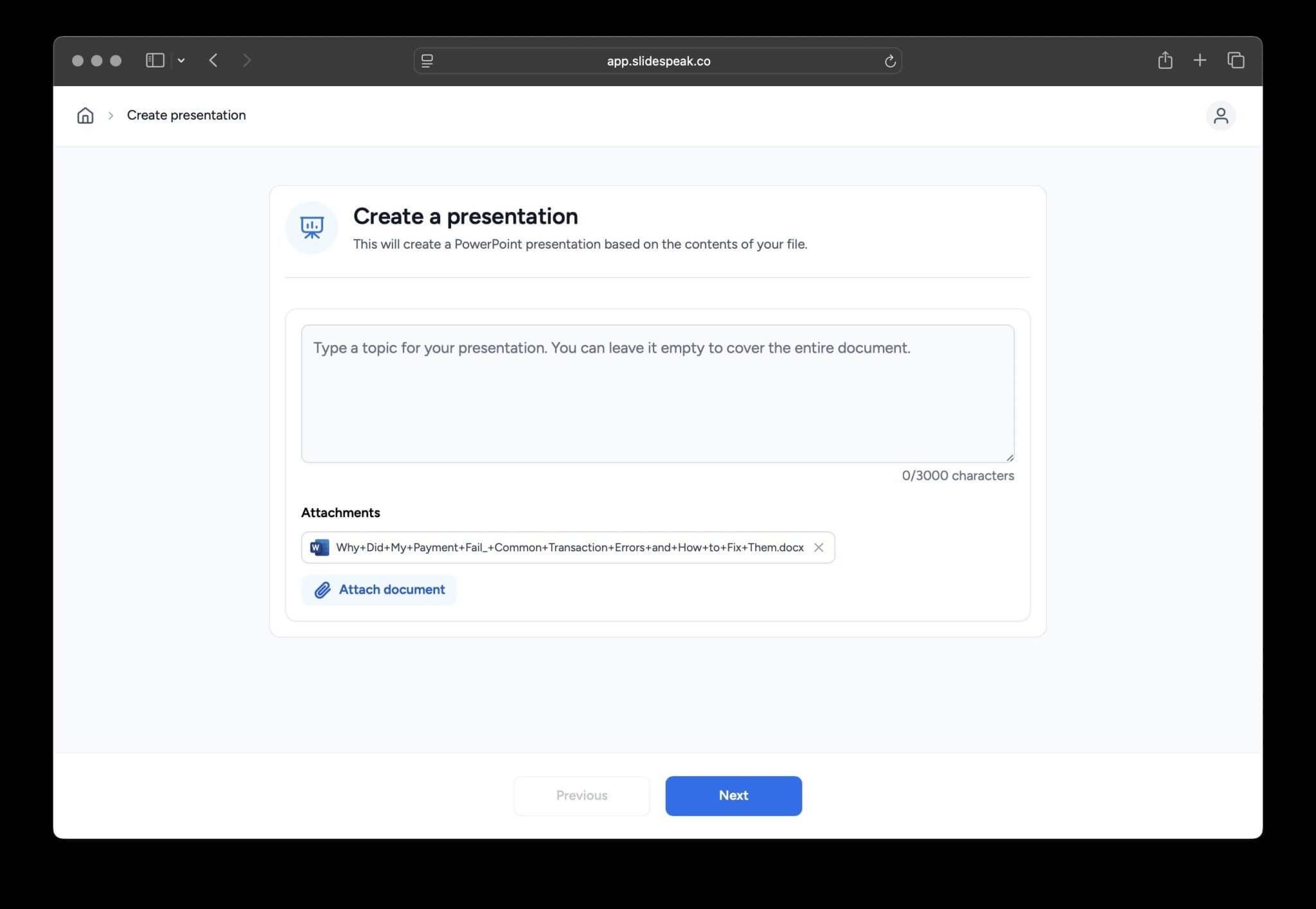 Generate PowerPoint with AI from any Word document - SlideSpeak