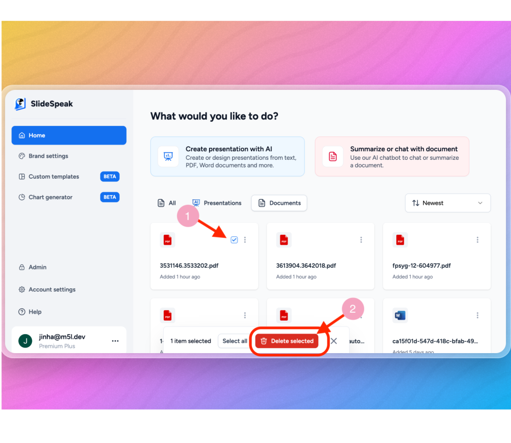 How do I delete files? - SlideSpeak