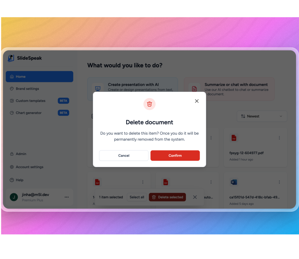 How do I delete files? - SlideSpeak