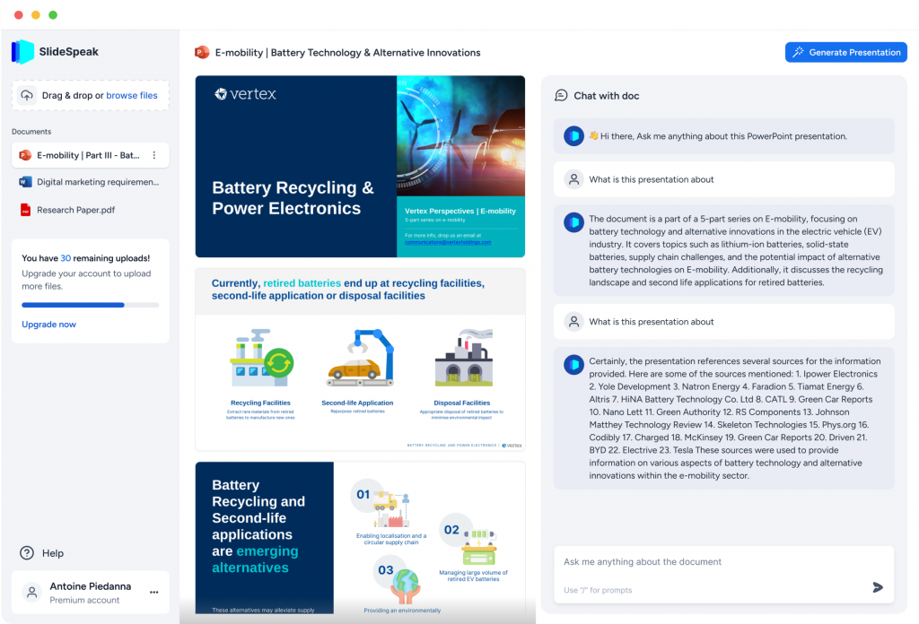 SlideSpeak - ChatGPT powered chat with your PowerPoint slides.
