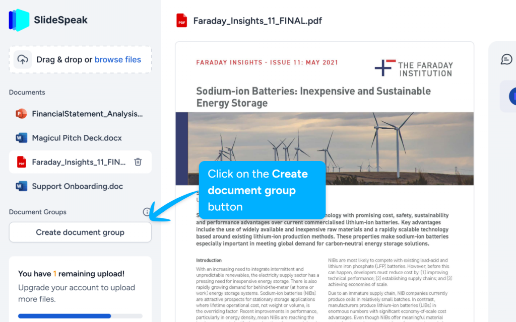 Chat with Document Groups - SlideSpeak