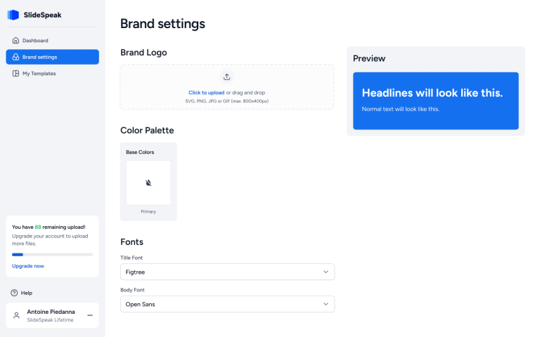Brand Settings by SlideSpeak - SlideSpeak