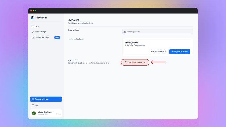 How do I permanently delete my SlideSpeak account? - SlideSpeak
